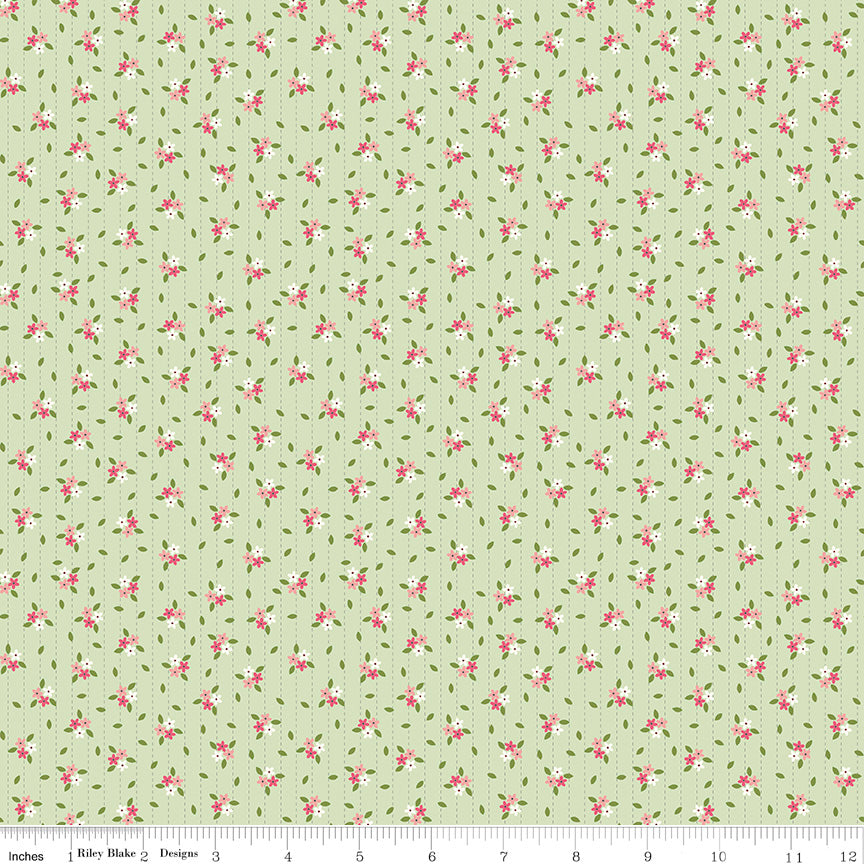 Enchanted Meadow Fabric Scattered Flowers Green by Beverly McCullough ...